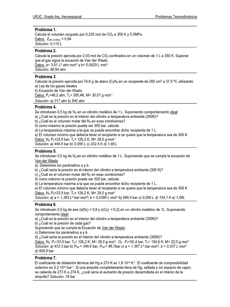 Tema 8 - Problemas | PDF | Gases | Cantidad