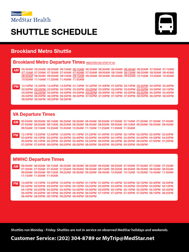 Medstar Shuttle Bus Brookland Feb 2020 | PDF | Observances | Holidays