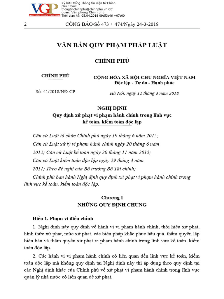 Nghi Dinh 41-Xu Phat VI Pham Luat KT | PDF