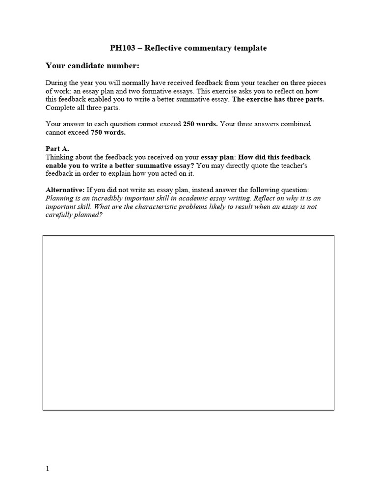 PH103 Commentary Template | PDF | Essays | Question
