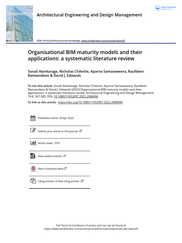 Organisational BIM Maturity Models and Their Applications A Systematic ...