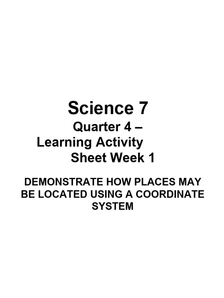 Science7 Lasq4 Week-1 | PDF | Latitude | Longitude Science7 Lasq4 Week-1 | PDF | Latitude | Longitude