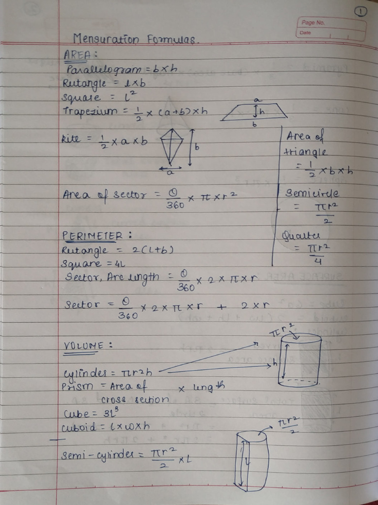 Mensuration Formulas - IGCSE | PDF | Triangle Geometry | Euclidean Geometry