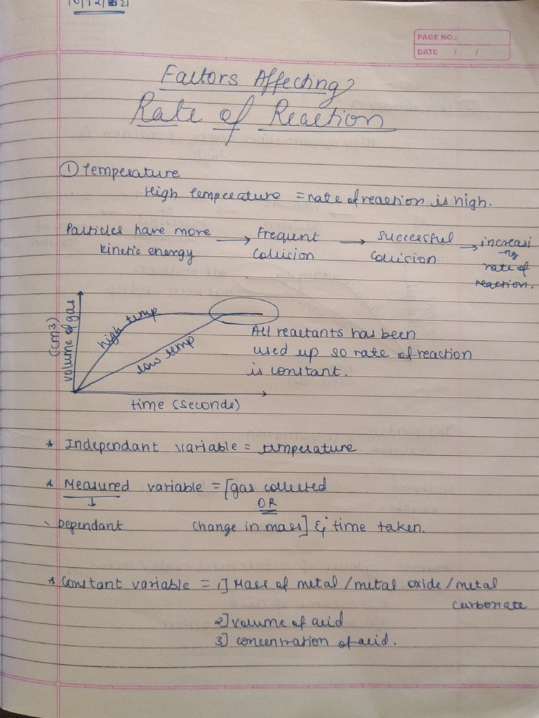 Rates of Reaction Notes - IGCSE | PDF Rates of Reaction Notes - IGCSE | PDF