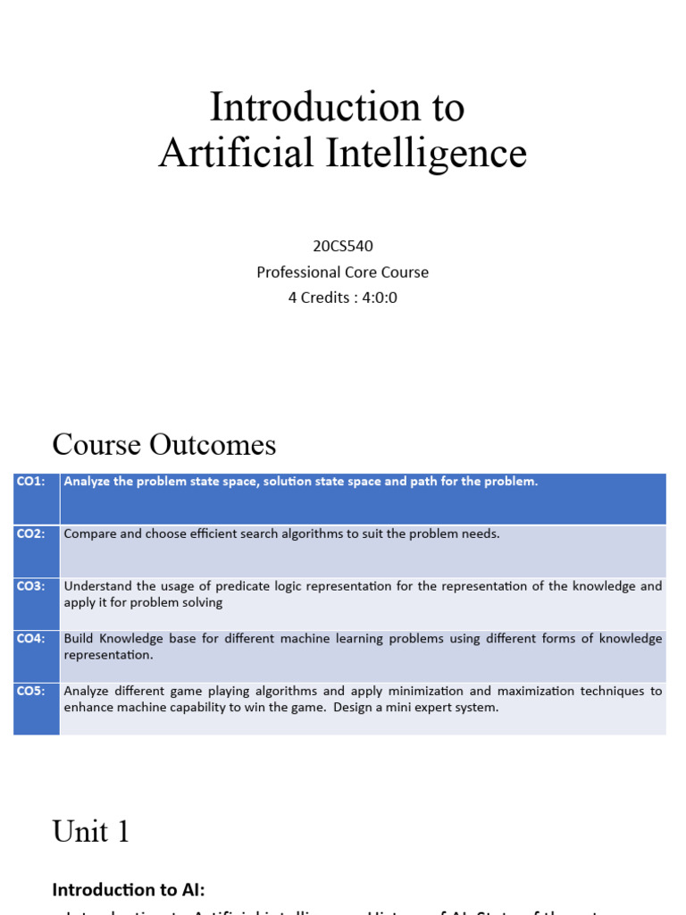 Unit1 of AI | PDF | Artificial Intelligence | Intelligence (AI) & Semantics