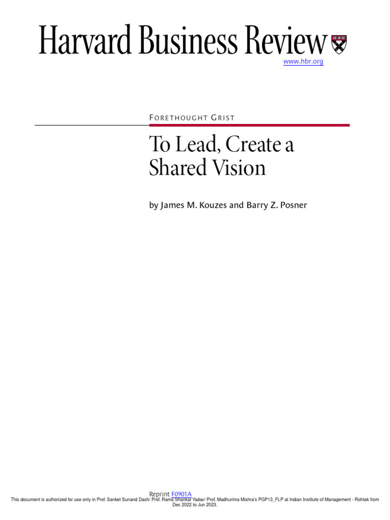 R1 - To Lead, Create A Shared Vision | PDF | Leadership