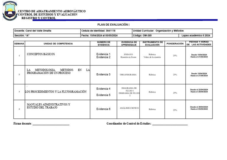 Plan de Evaluacion | PDF | Evaluación | Cognición