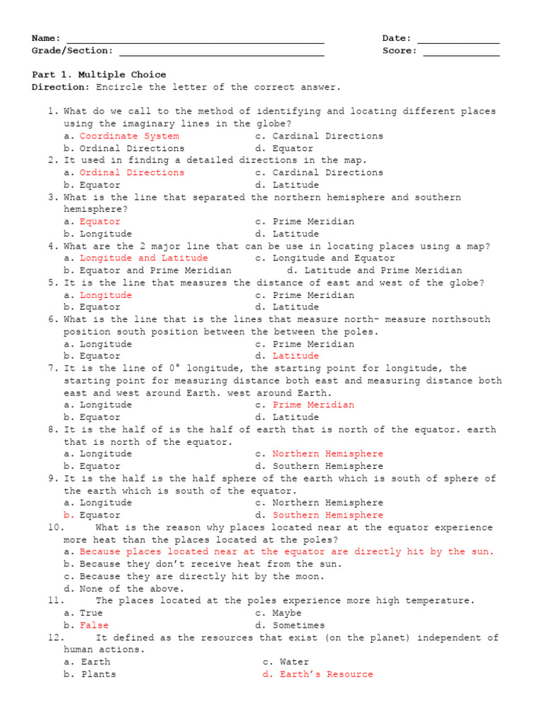 Long Quiz | PDF | Longitude | Latitude