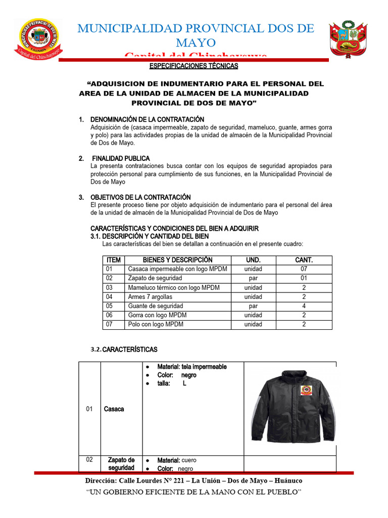 Adquisición Indumentaria Seguridad MPDM | PDF