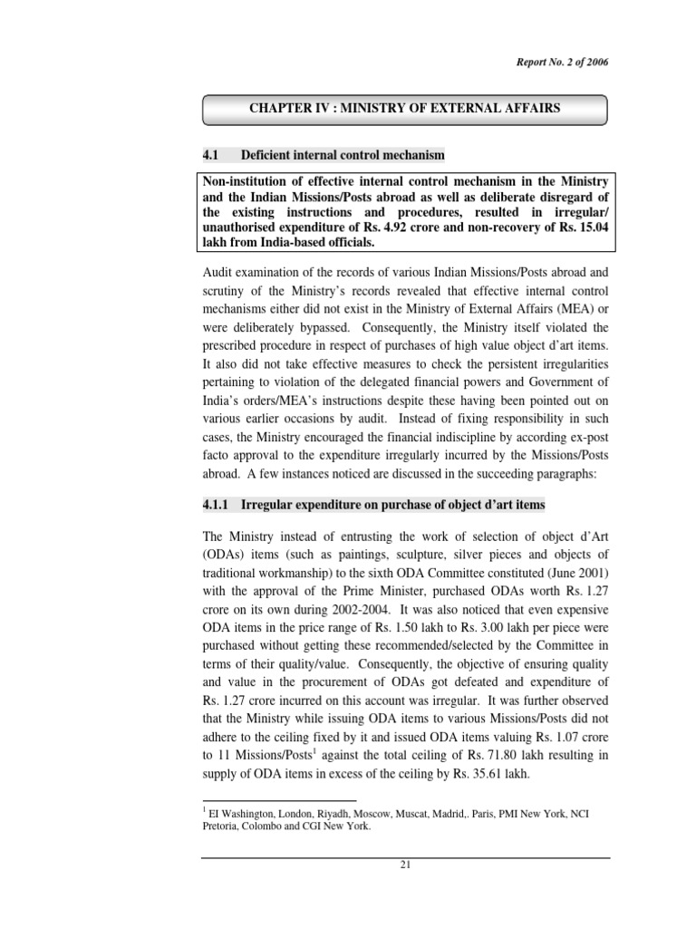 Internal Control Failures in MEA 2006 | PDF | Cost Of Living | Expense