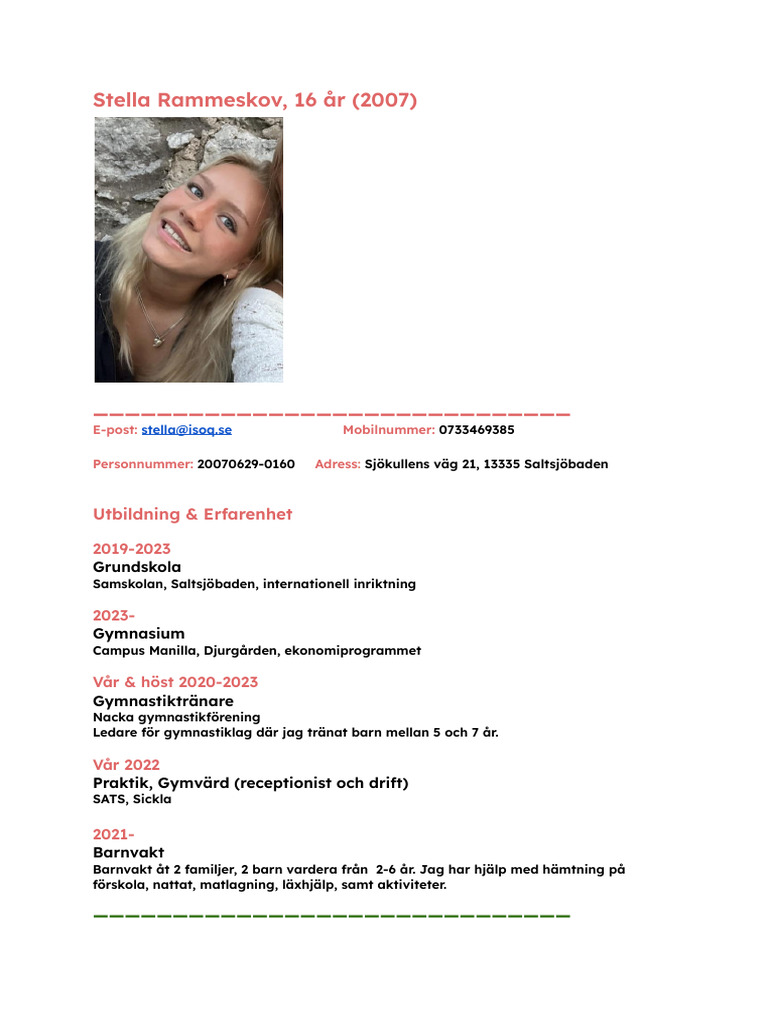 Stella Rammeskov - CV | PDF