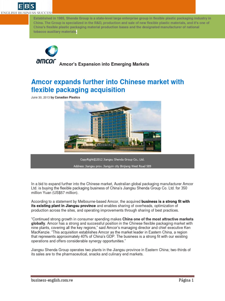 Amcor Strategies | PDF | The Coca Cola Company | Economies