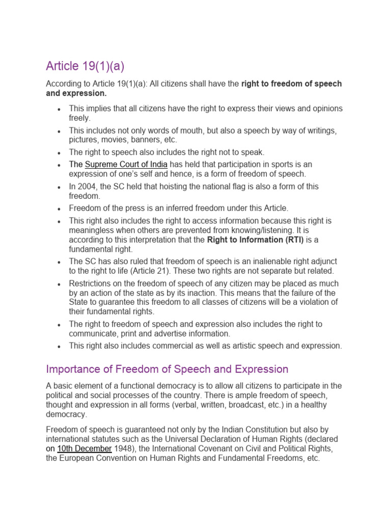 Article 19 | PDF | Freedom Of Speech | Defamation