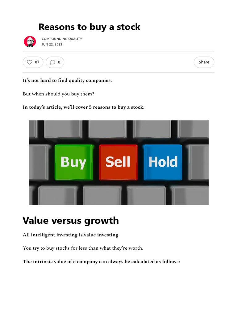 ? Reasons To Buy A Stock - Compounding Quality | PDF | Value Investing | Stocks