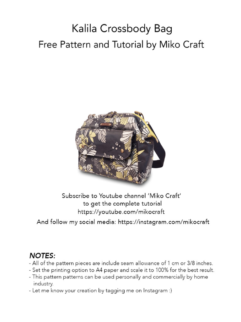 Kalila Crossbody Bag - Free Pattern and Tutorial by Miko Craft | PDF