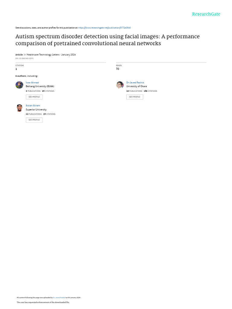 Autism Spectrum Disorder Detection Using Facial Images Pdf Autism Spectrum Deep Learning