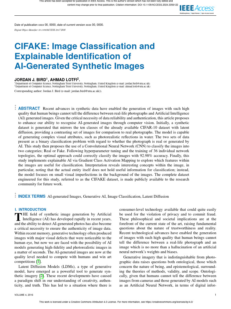 CIFAKE Image Classification and Explainable Identification of AI ... CIFAKE Image Classification and Explainable Identification of AI ...