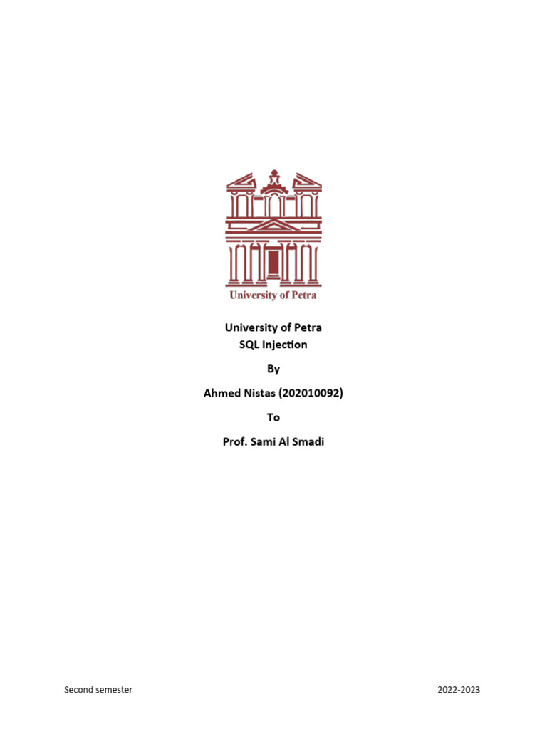 Sql Injection Documentation Pdf Databases Sql