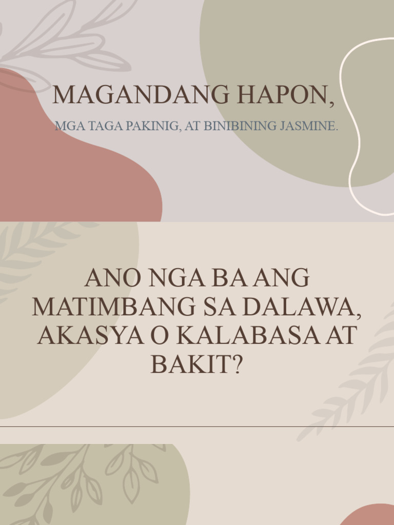Day 1 - Akasya o Kalabasa | PDF
