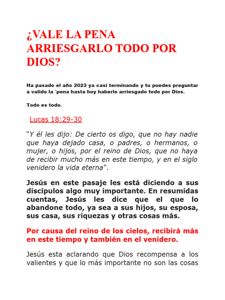 Vale La Pena Arriesgarlo Todo Por Dios | PDF | Abrahán | David