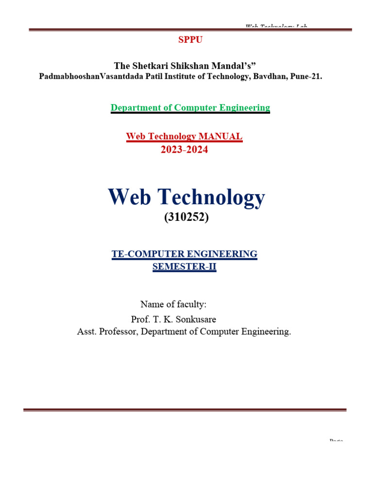 WT Lab Manual 23-24 NEW | PDF | Html | Html Element WT Lab Manual 23-24 NEW | PDF | Html | Html Element