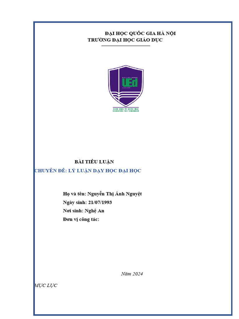 50 - LLDH - Nguyễn Thị Ánh Nguyệt | PDF