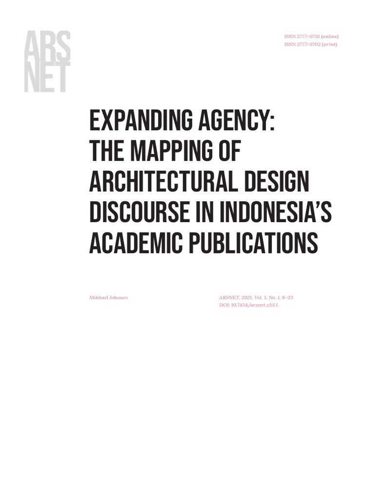 Expanding Agency The Mapping of Architectural Design Discourse in Indonesia's Academic ...