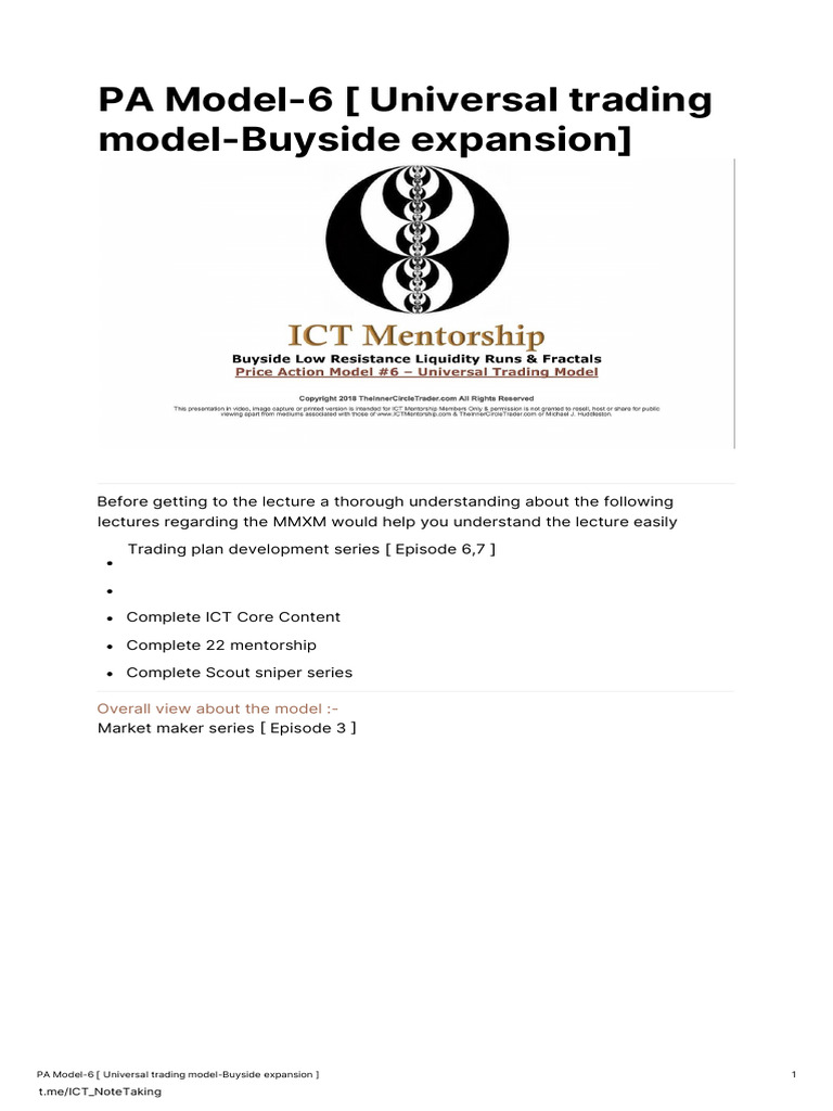 ICT Charter Price Action Model 6 | PDF | Market Liquidity | Market Maker