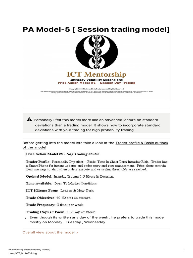 ICT Charter Price Action Model 5 | PDF | Day Trading