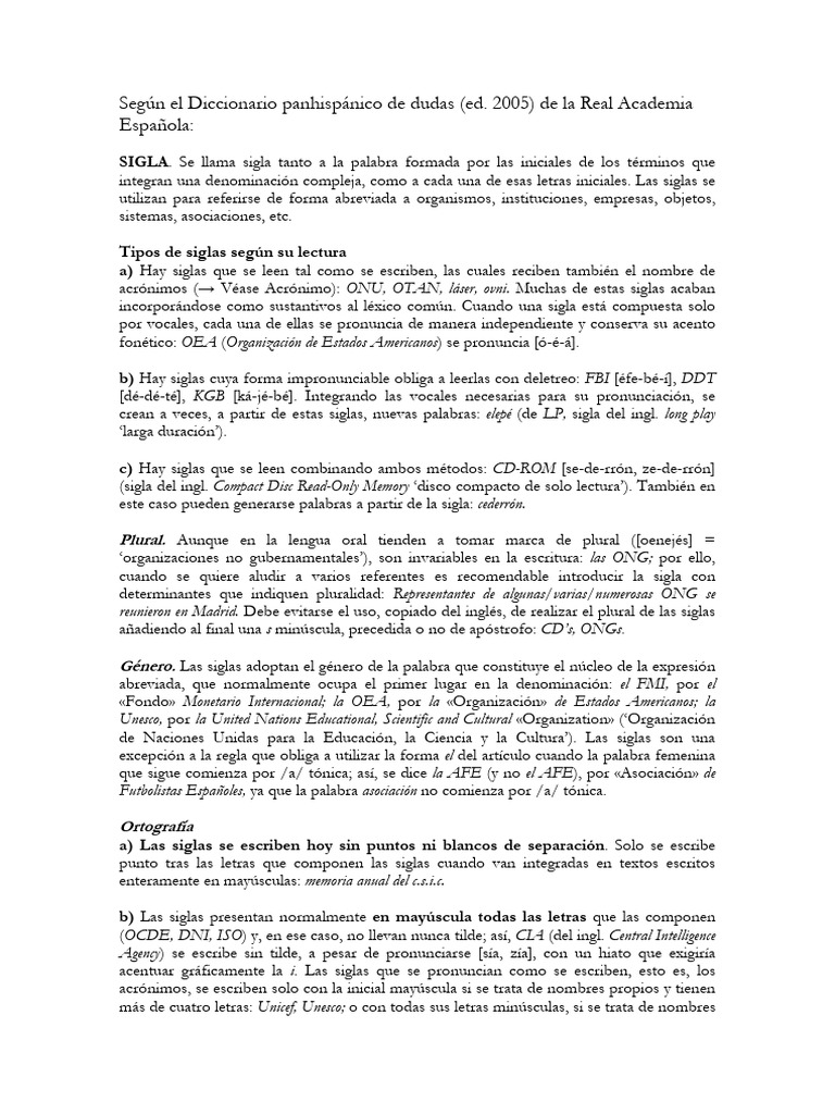 Tipos y reglas de siglas y acrónimos | PDF | Acrónimo | Lingüística