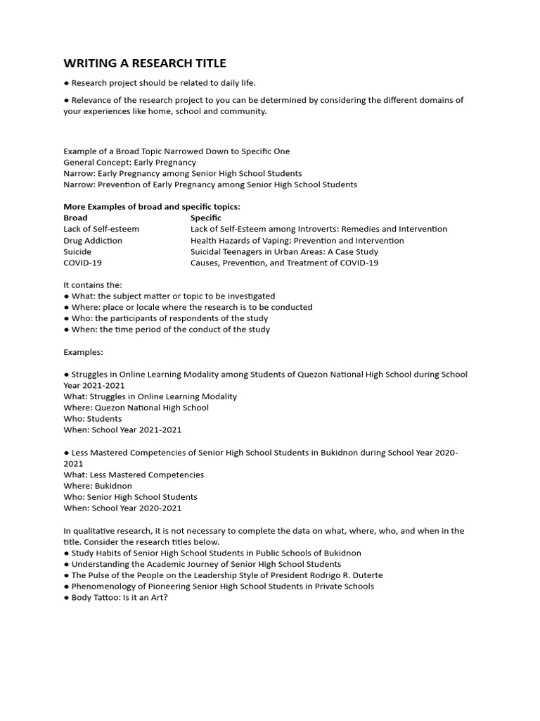 Writing a Research Title | PDF | Mathematics | Science