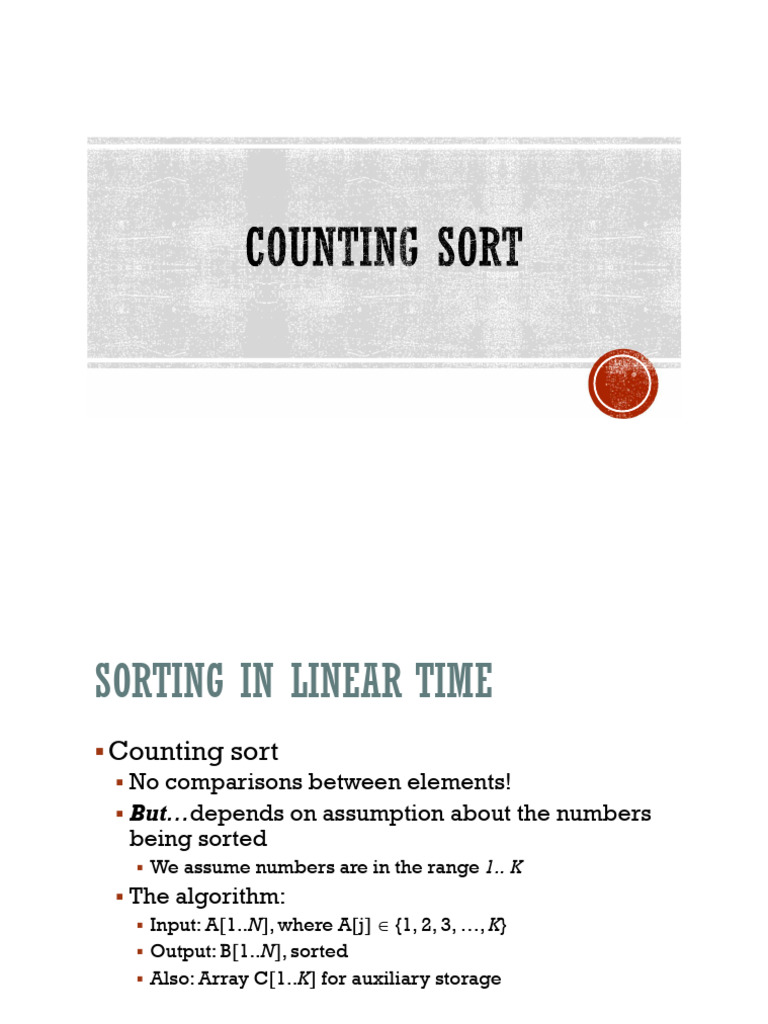 4 - DS - TAM - Counting Sort | PDF | Computer Science | Computer Programming