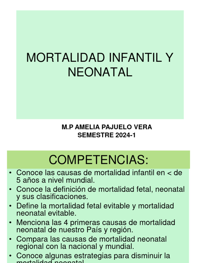 Mortalidad Neonatal: Causas y Prevención | PDF | Neonatología | Infancia