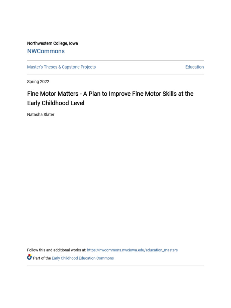 Improving Fine Motor Skills in Early Childhood | PDF | Preschool ...