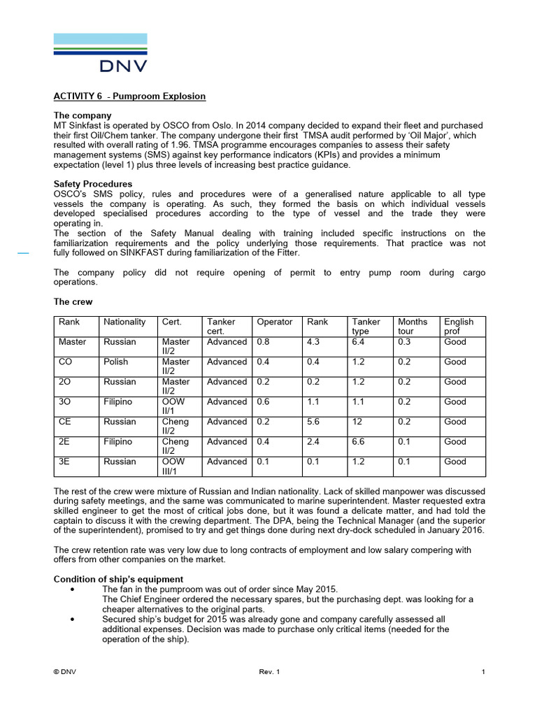 Ac - 02 - Pumproom Explosion - Summary | PDF | Pump