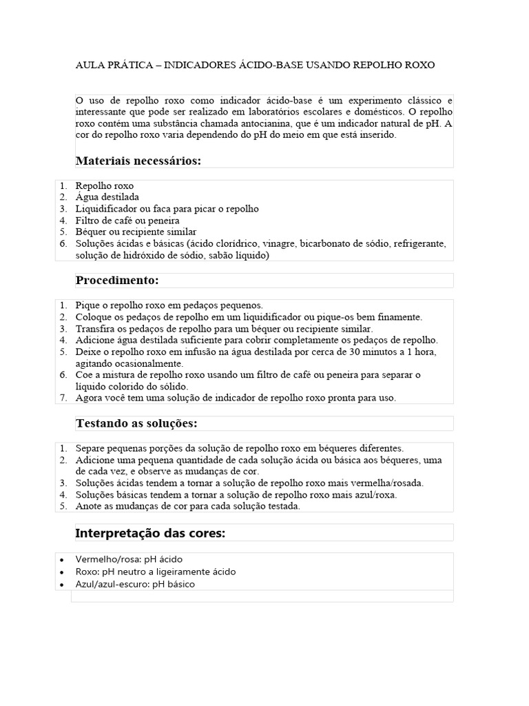 Procedimento Experimental | PDF