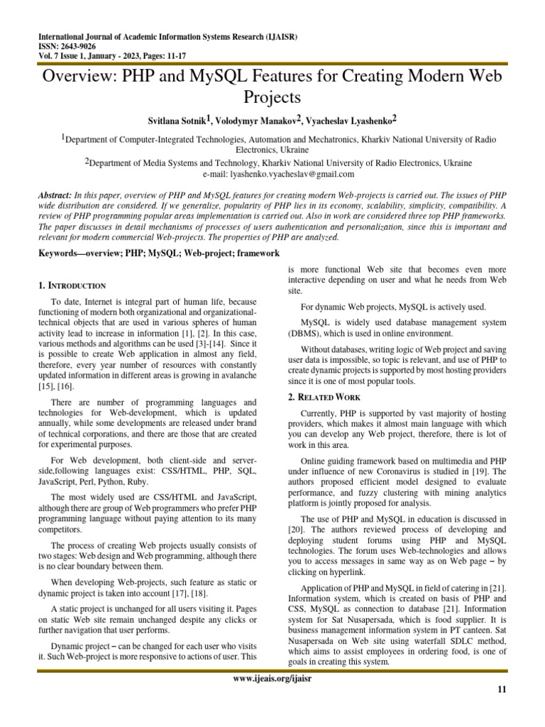 Overview: PHP and Mysql Features For Creating Modern Web Projects | PDF ... Overview: PHP and Mysql Features For Creating Modern Web Projects | PDF ...