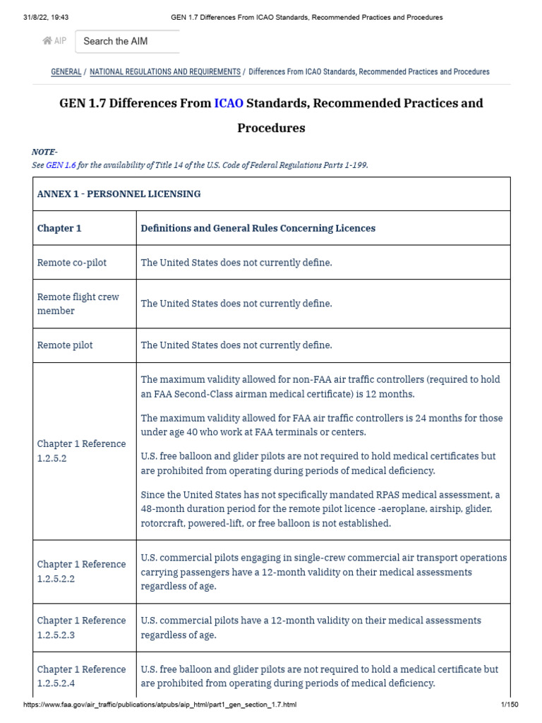 GEN 1.7 Differences From ICAO Standards, Recommended Practices and ...
