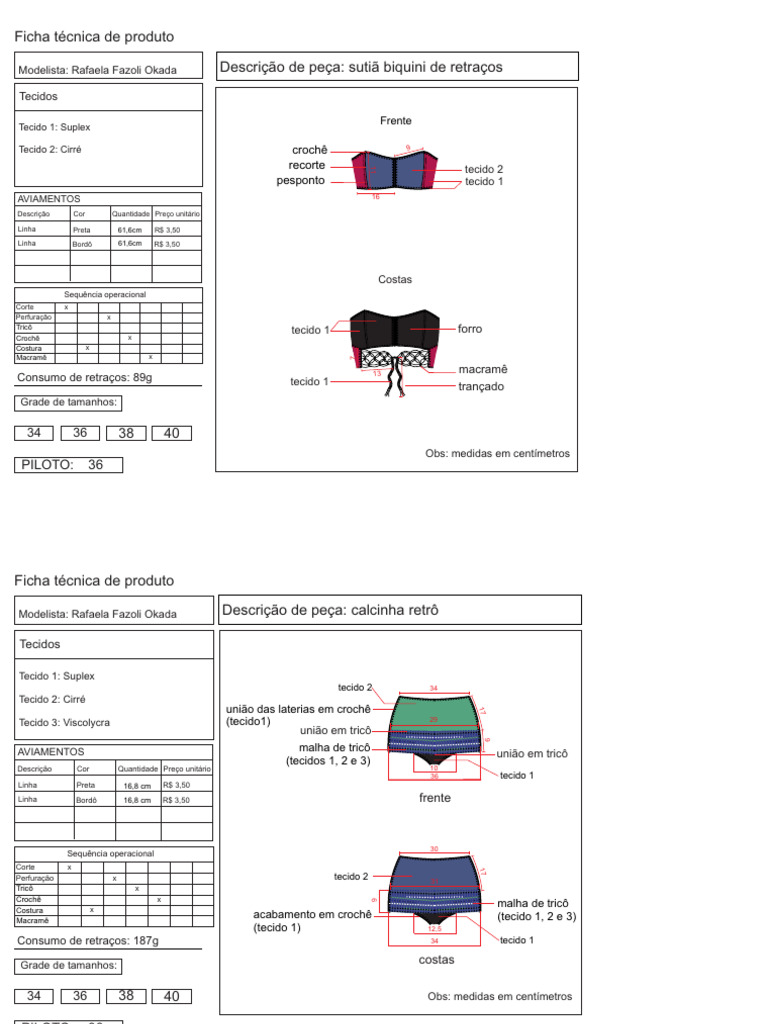 Ficha Tecnica | PDF | Crochê | Têxteis