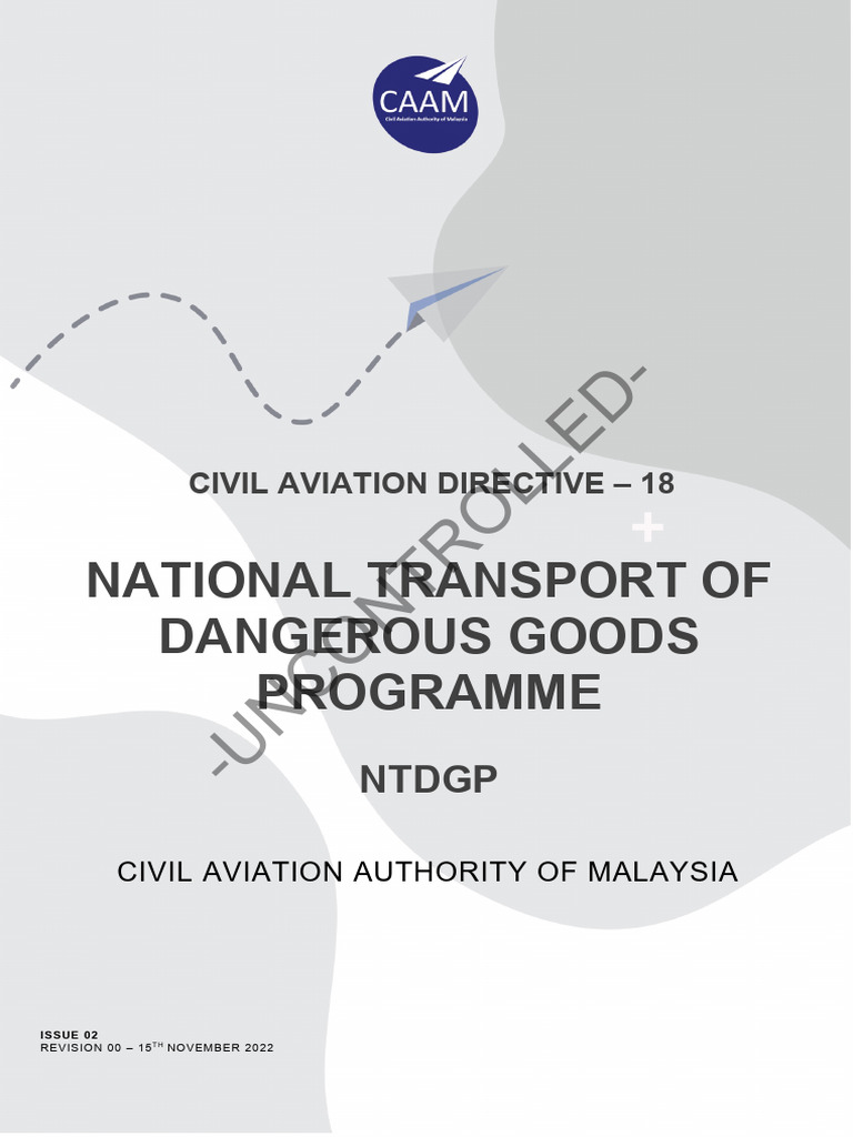 CAD 18 National Transport of Dangerous Goods Programme NTDGP ISS02 ...