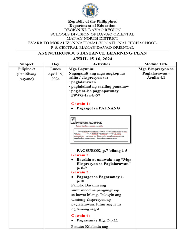 Asynchronous Distance Learning Plan | PDF