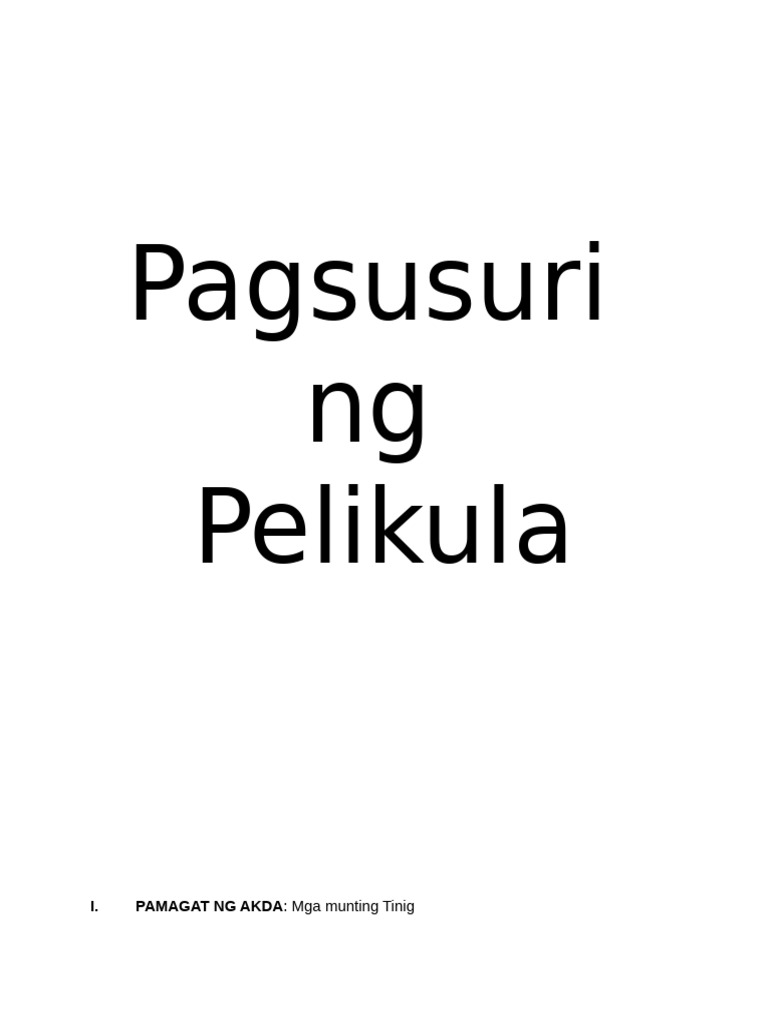 Pagsusuri NG Pelikula | PDF