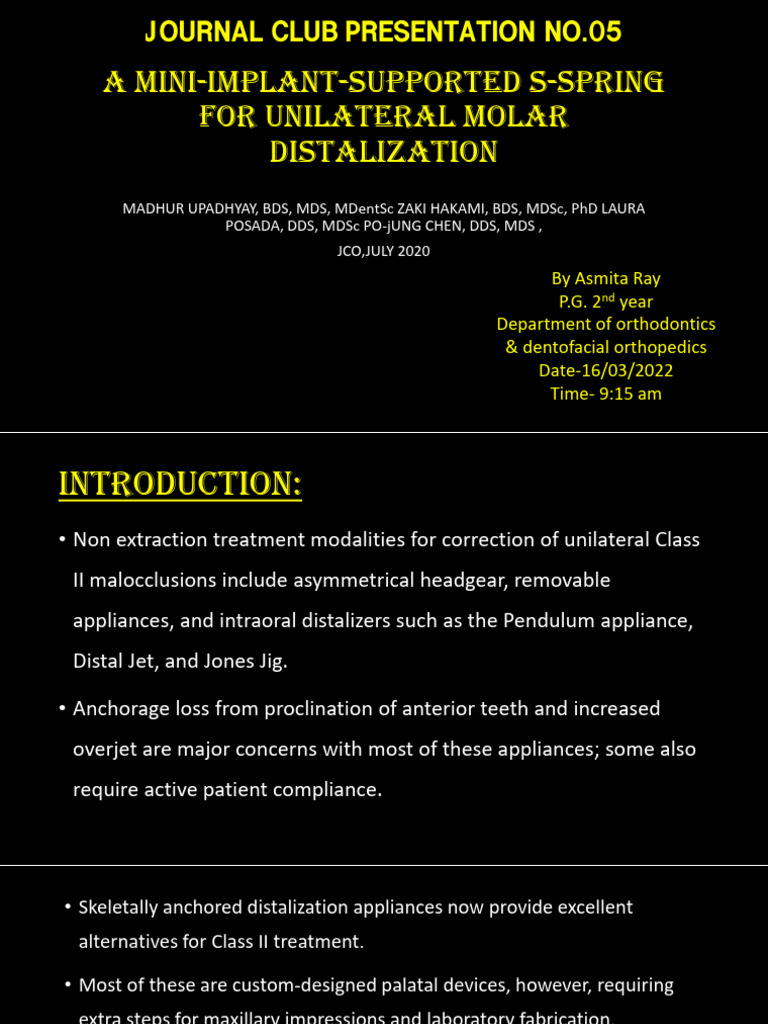 A Mini-Implant-Supported S-Spring For Unilateral Molar Distalization ...