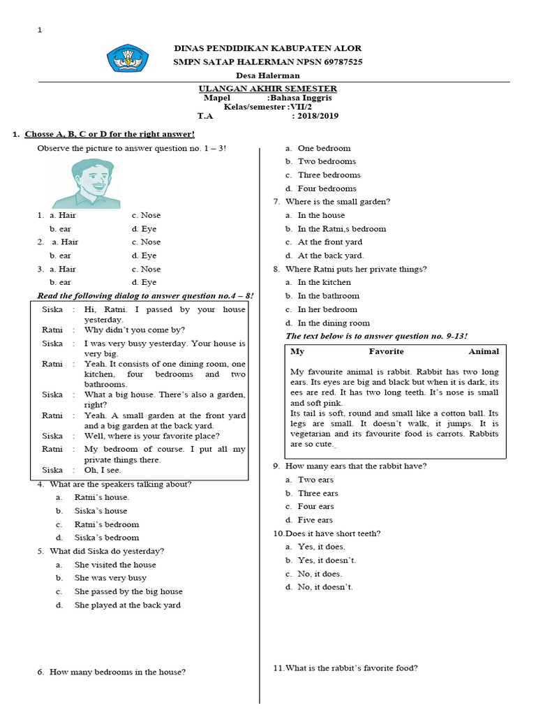 Master Soal 7 Final 2019 | PDF | Animals And Humans | Zoology