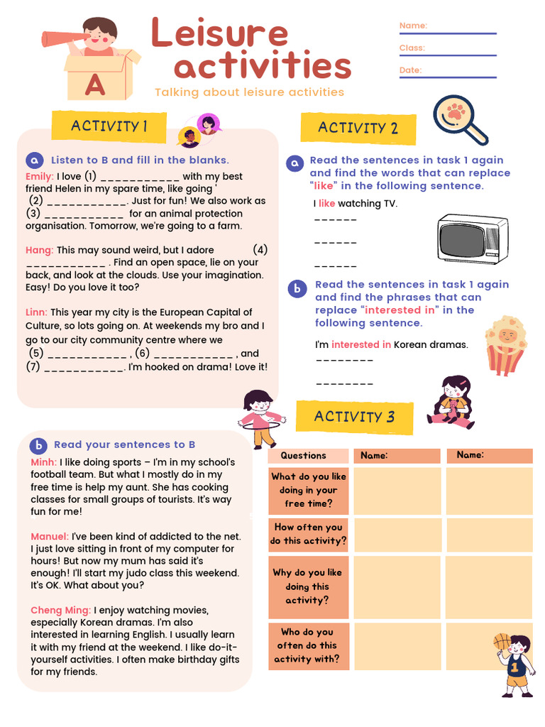 Worksheet 2 - English Grade 8 - Unit 1 (Communication) | PDF | Leisure