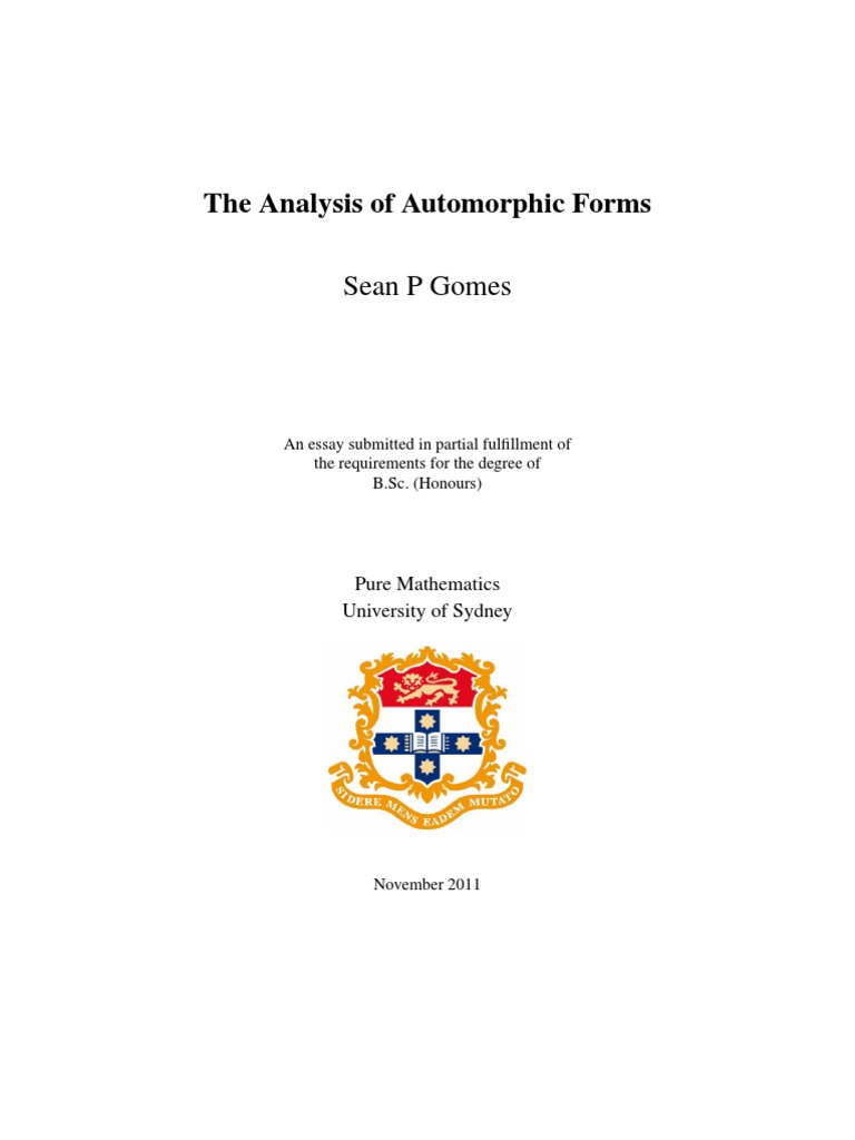 The Analysis of Automorphic Forms | PDF | Hyperbolic Geometry ...