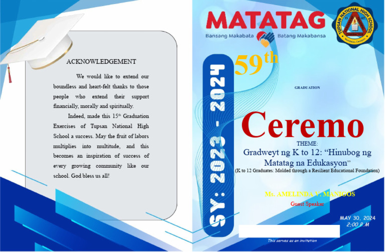 Deped Matatag Graduation Program Cover Editable Template | PDF