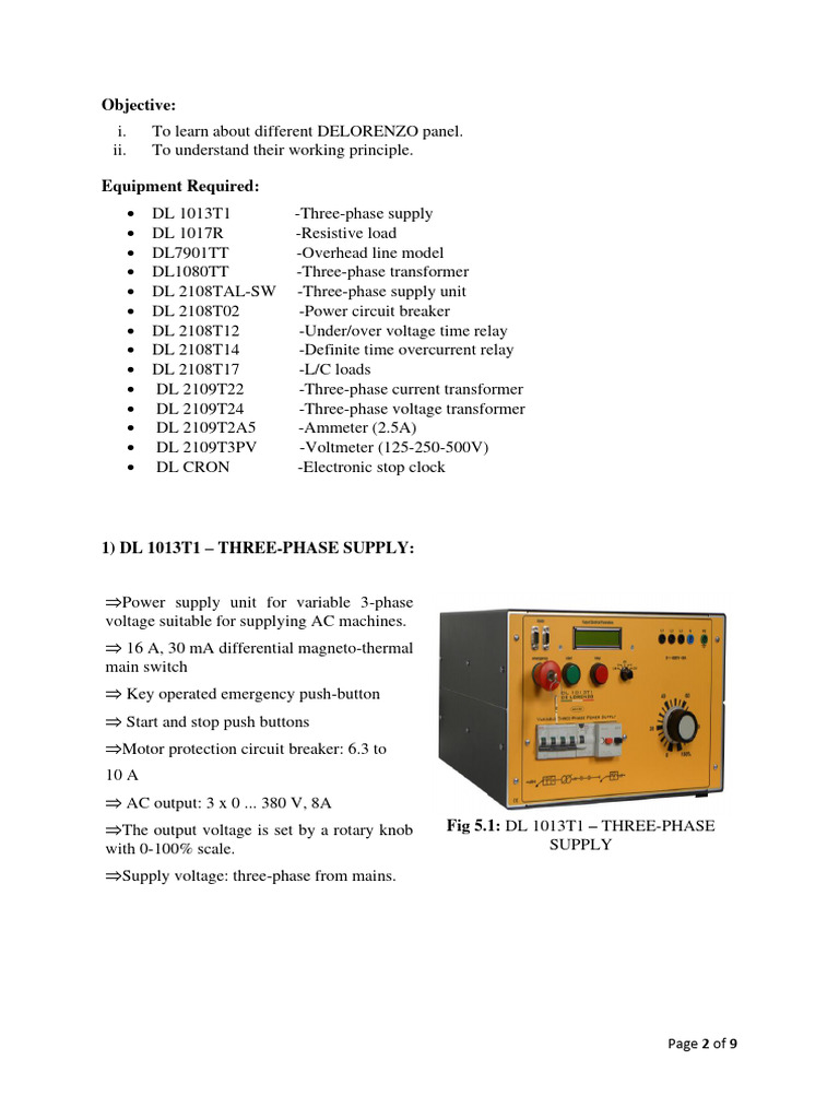 Observation of The DELORENZO PANELS | PDF | Mains Electricity | Transformer