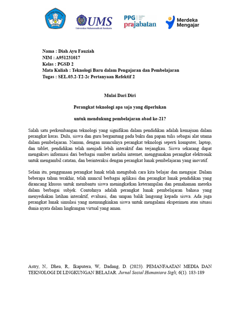 SEL.03.2-T2-2c Pertanyaan Refektif 2 | PDF