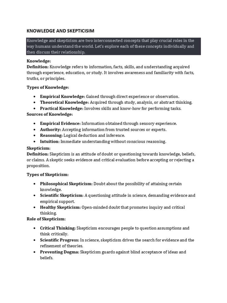 Knowledge and Skepticisim | PDF | Knowledge | Skepticism